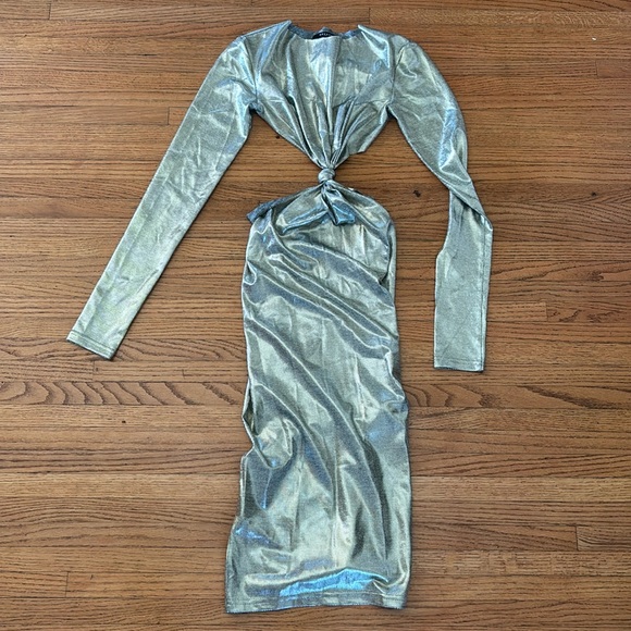 nevaeh | Dresses | Nevaeh Paris Silver Metallic Dress | Poshmark